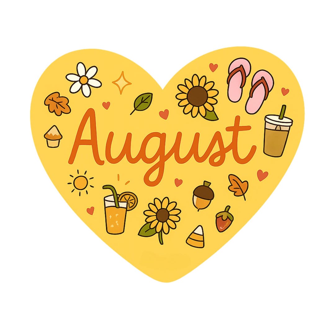 August Heart PNG | Summer to Fall Monthly Sticker | Yellow Sunflower ...