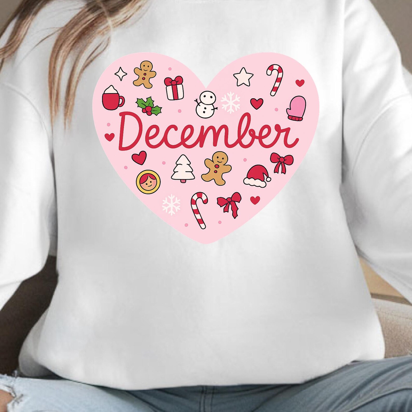 December Heart PNG – Cute Christmas Doodle Sublimation Design – Kawaii ...