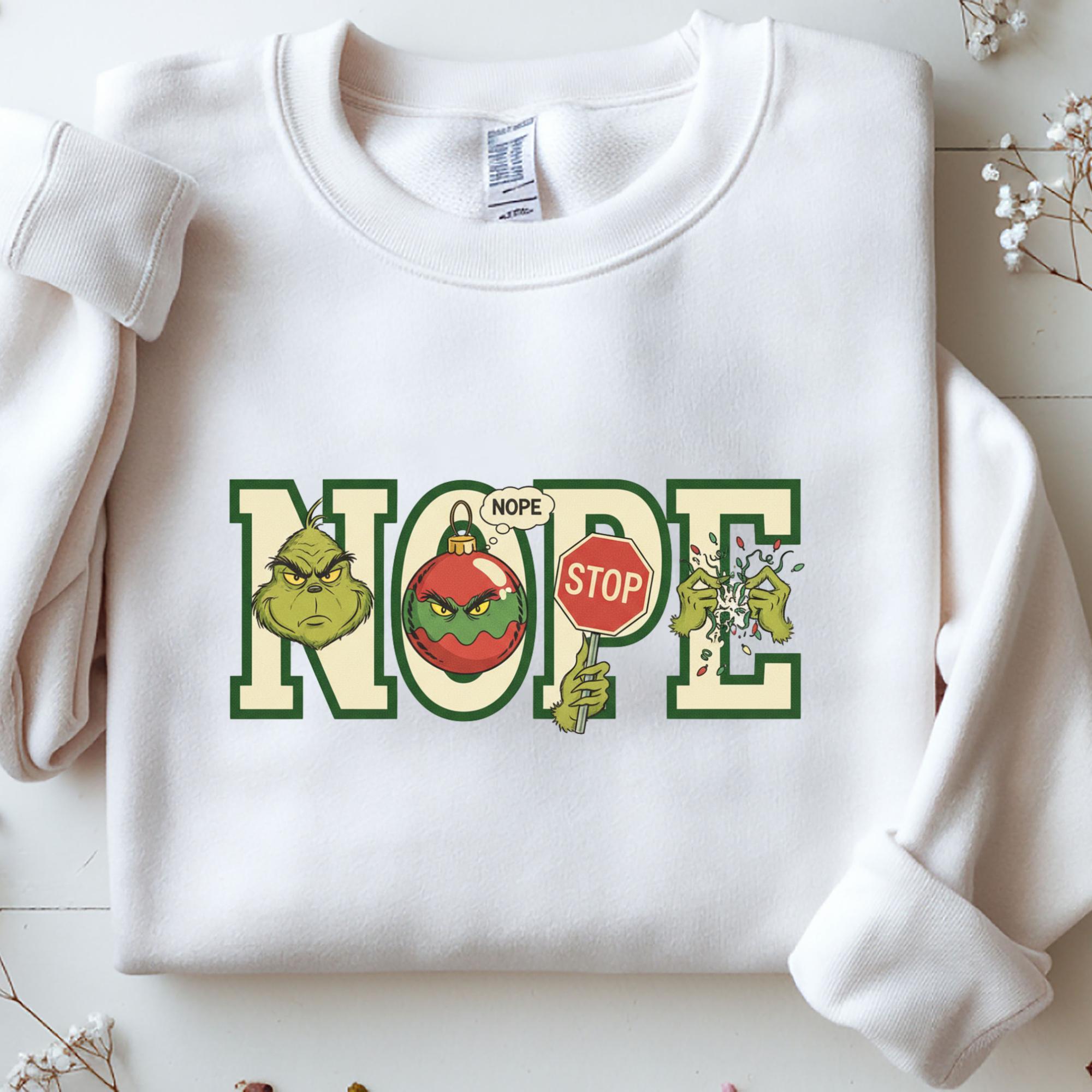 Nope Christmas PNG | Funny Green Monster Sublimation Design | Grumpy ...