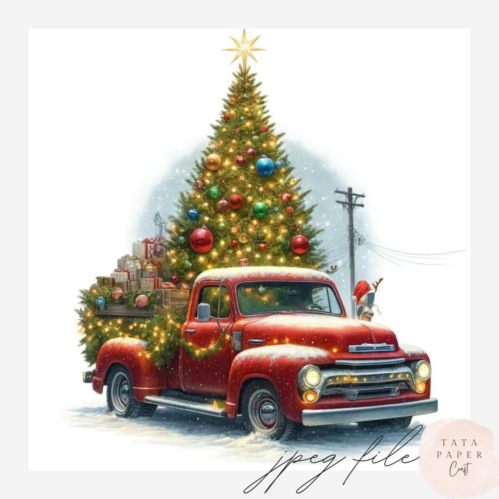 Christmas Tree Truck Clipart Bundle – Vintage Holiday Pickup With ...