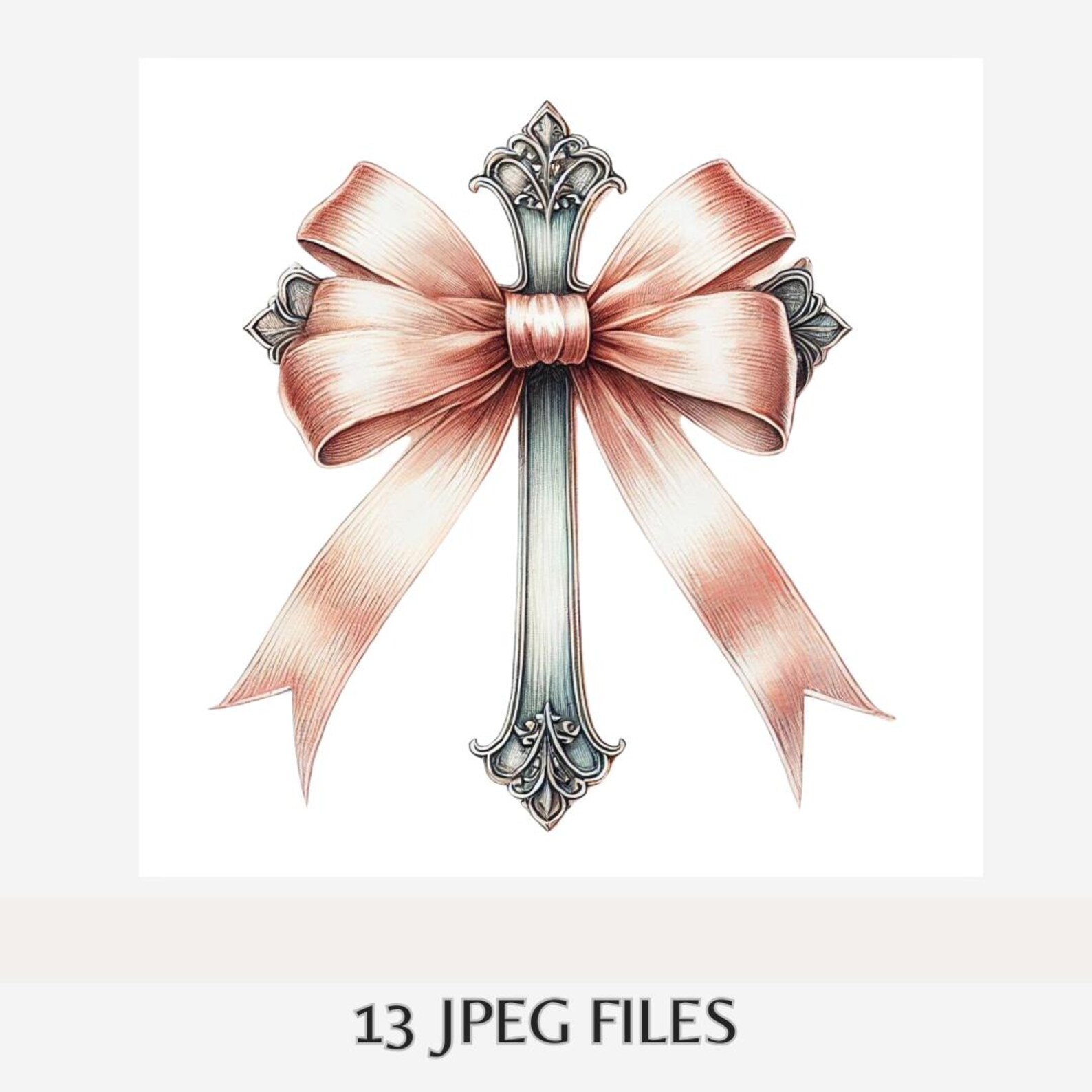 13 Coquette Christian Cross Bow Clipart | Pastel Pink & Blue Religious ...