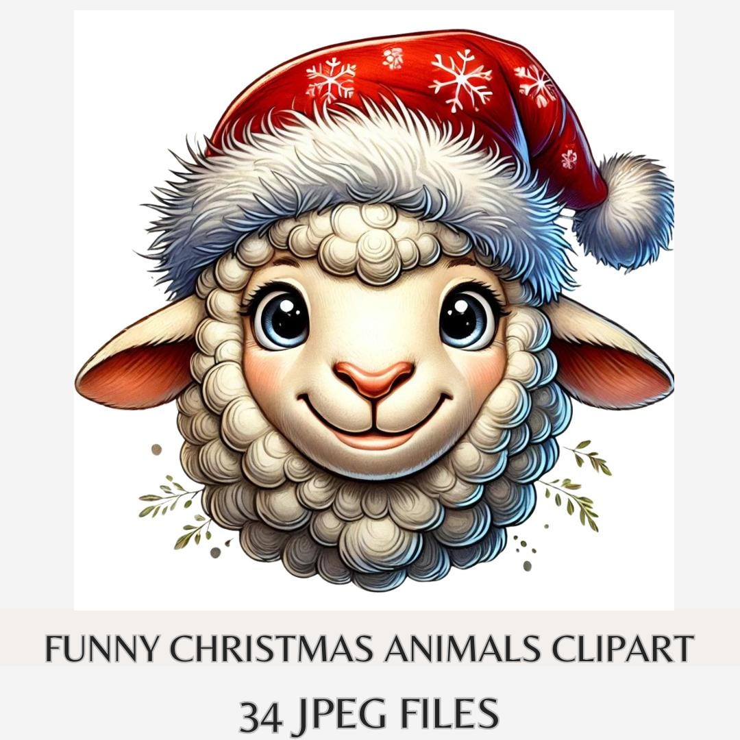 Funny Christmas Animals Clipart, 34 JPG File, Holiday Animal Clip Art ...