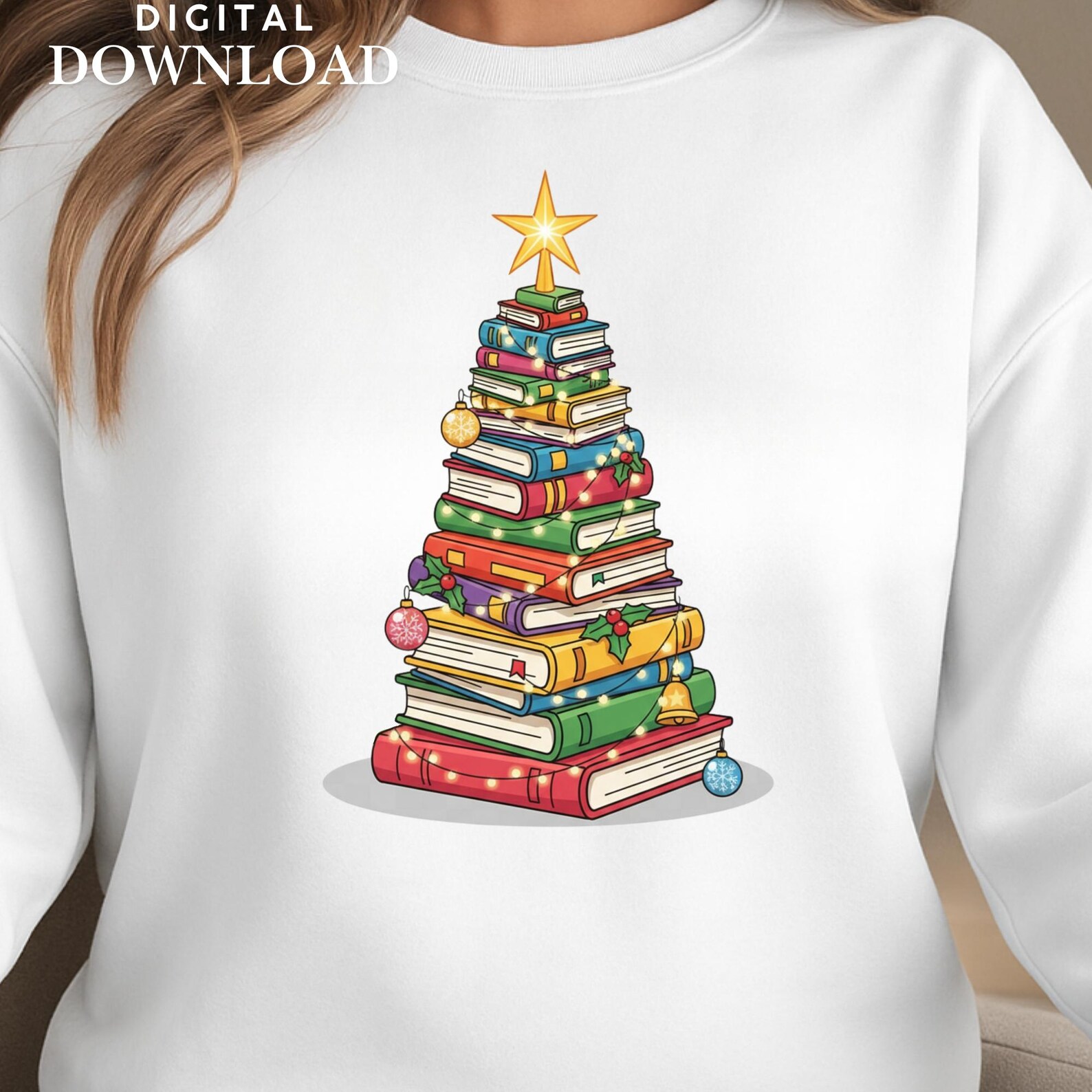 Book Tree Christmas PNG | Christmas Book Stack Tree Sublimation | Book ...