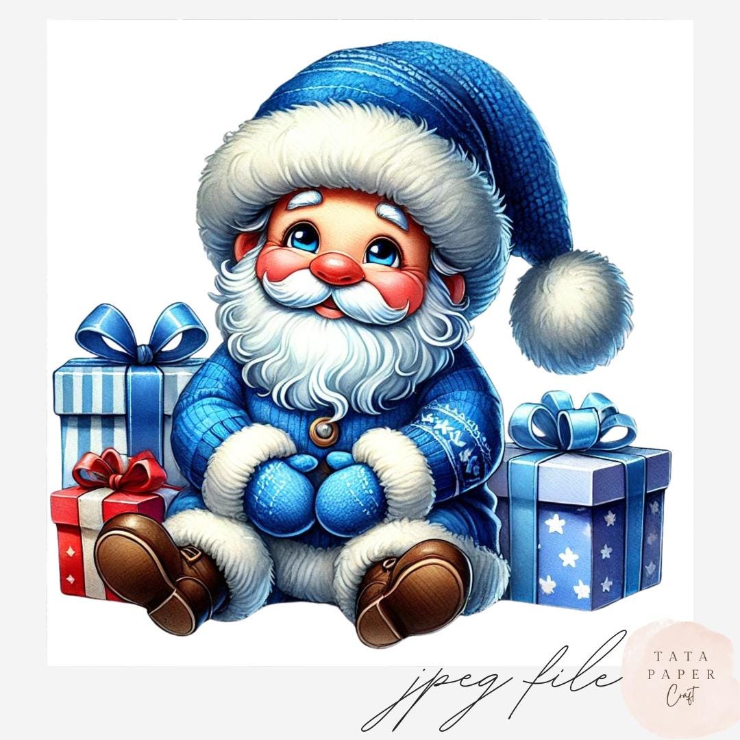 Blue Santa Claus Clipart Bundle | 20 JPEG Files | Christmas Printable ...