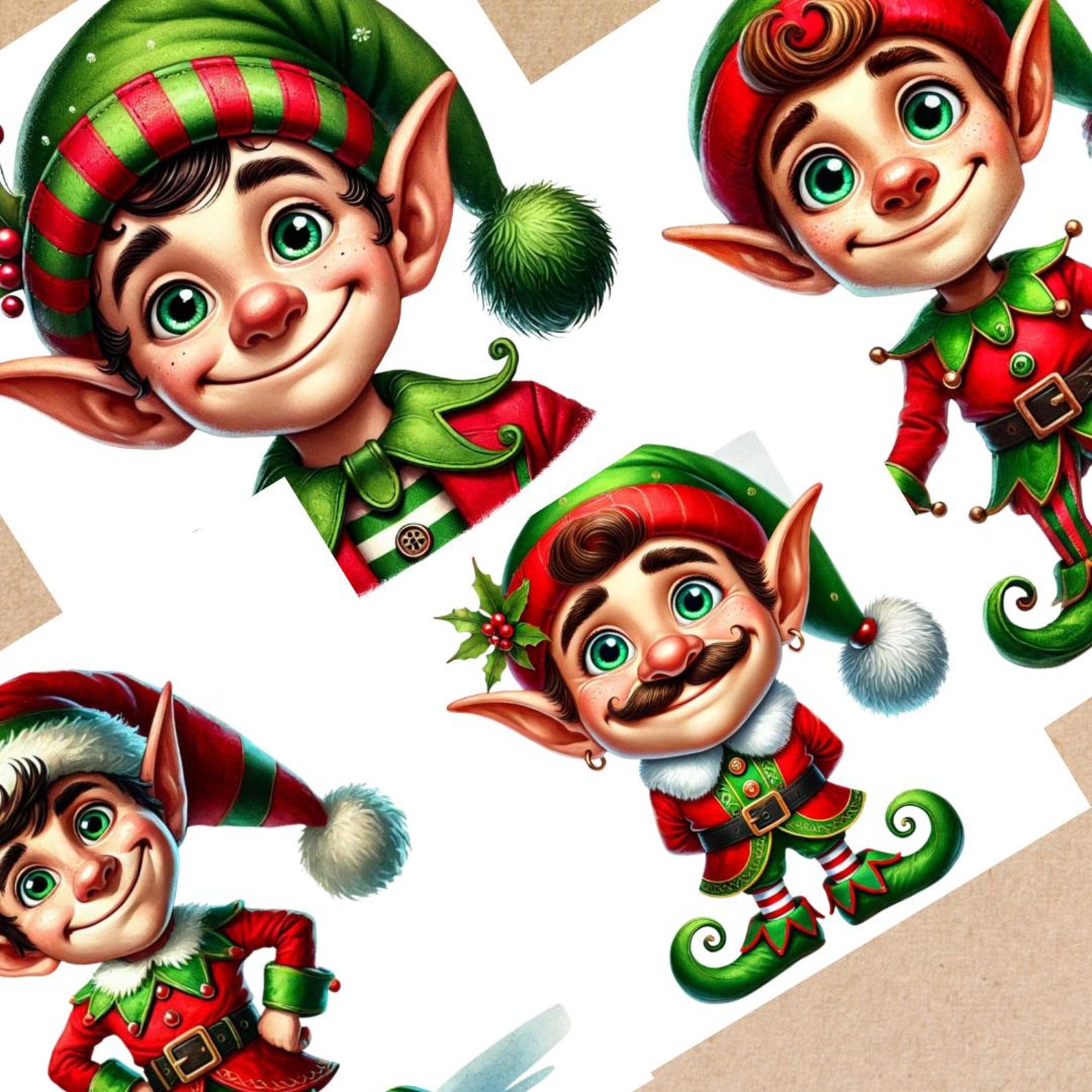 Christmas Elf Clipart Bundle | 13 Cute JPEG Files | Holiday Elves for ...
