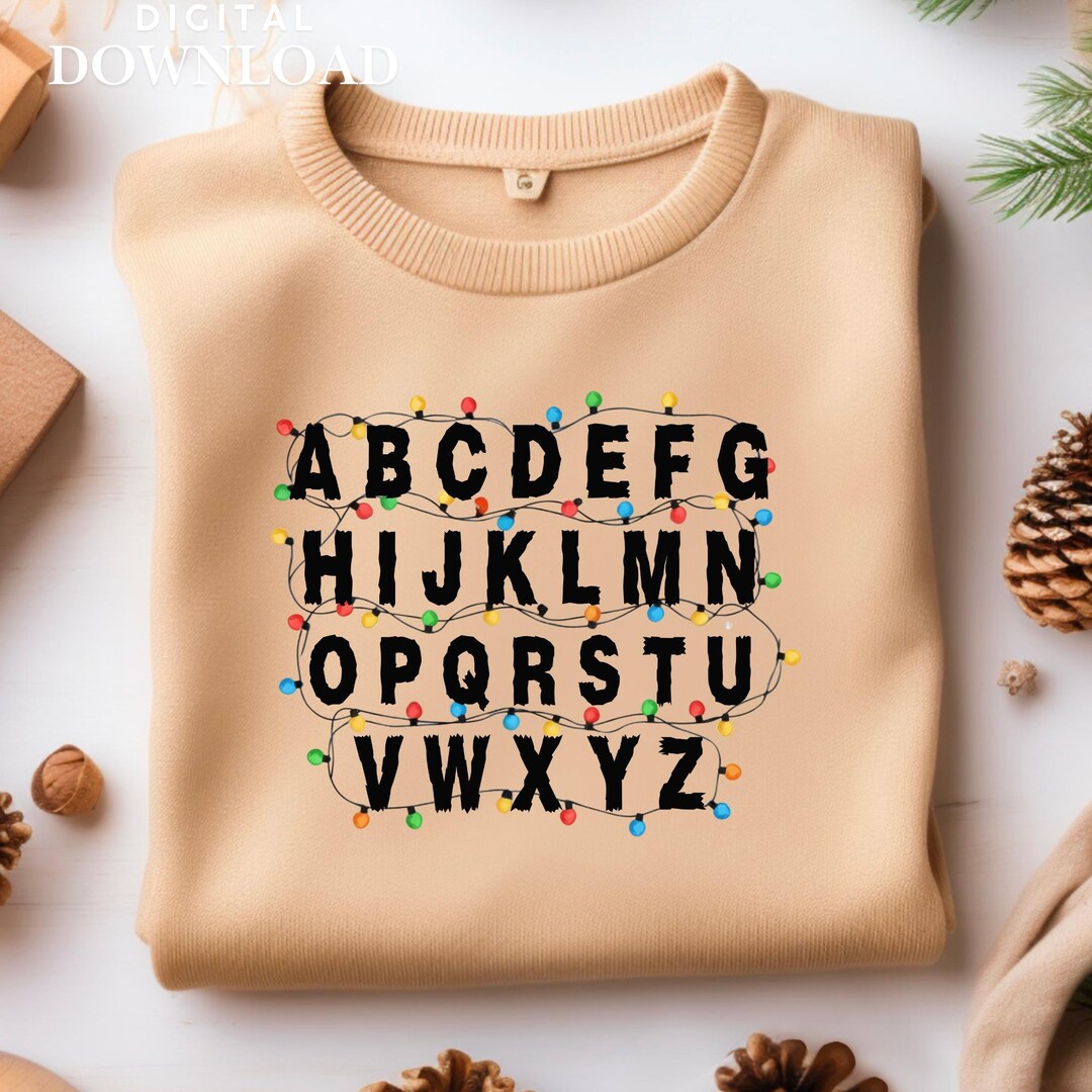 Alphabet Christmas Lights PNG Sublimation | A-Z Letters Digital ...