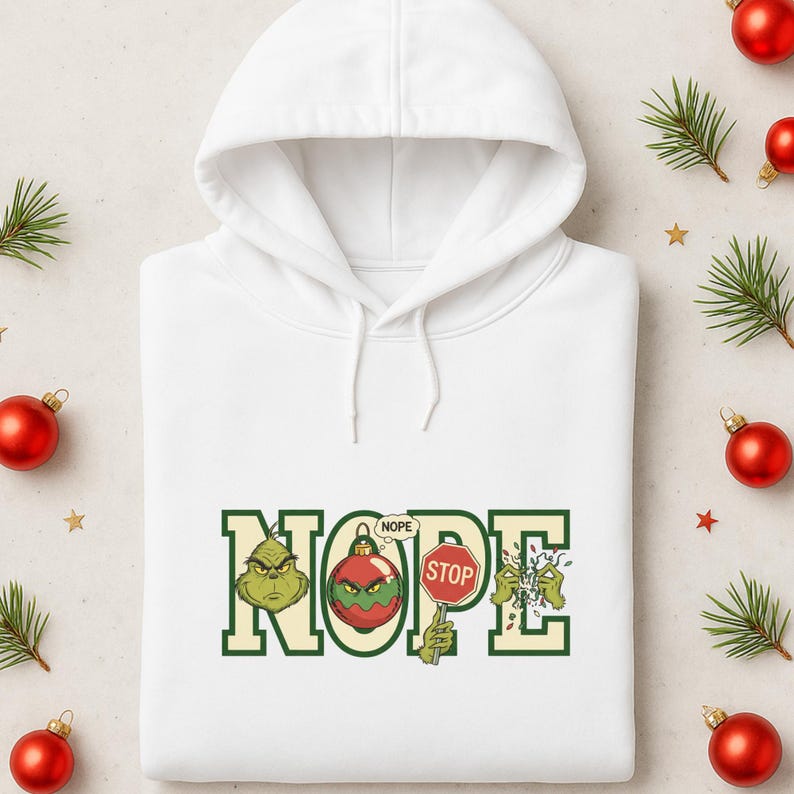 Nope Christmas PNG | Funny Green Monster Sublimation Design | Grumpy ...