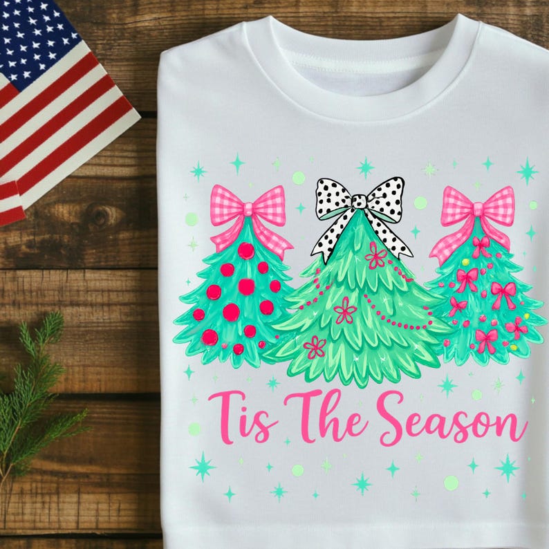 Tis the Season Christmas Trees PNG | Cute Retro Holiday Clipart With ...