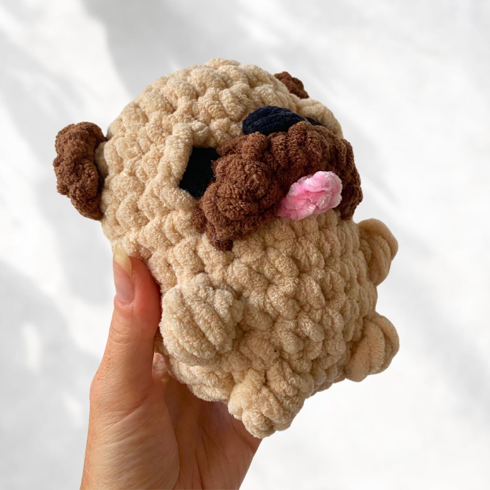 No Sew Pug Crochet Pattern Plush Toy for Beginners, Crochet Market ...