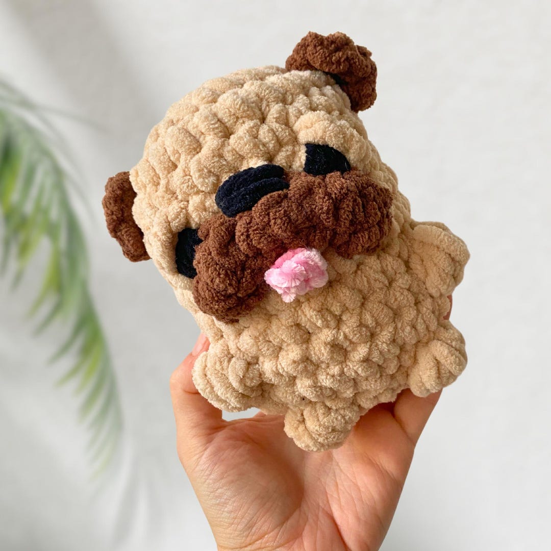 No Sew Pug Crochet Pattern Plush Toy for Beginners, Crochet Market ...