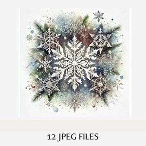 Christmas Snowflakes Clipart | 12 JPEG Files | Snowflake Illustrations ...