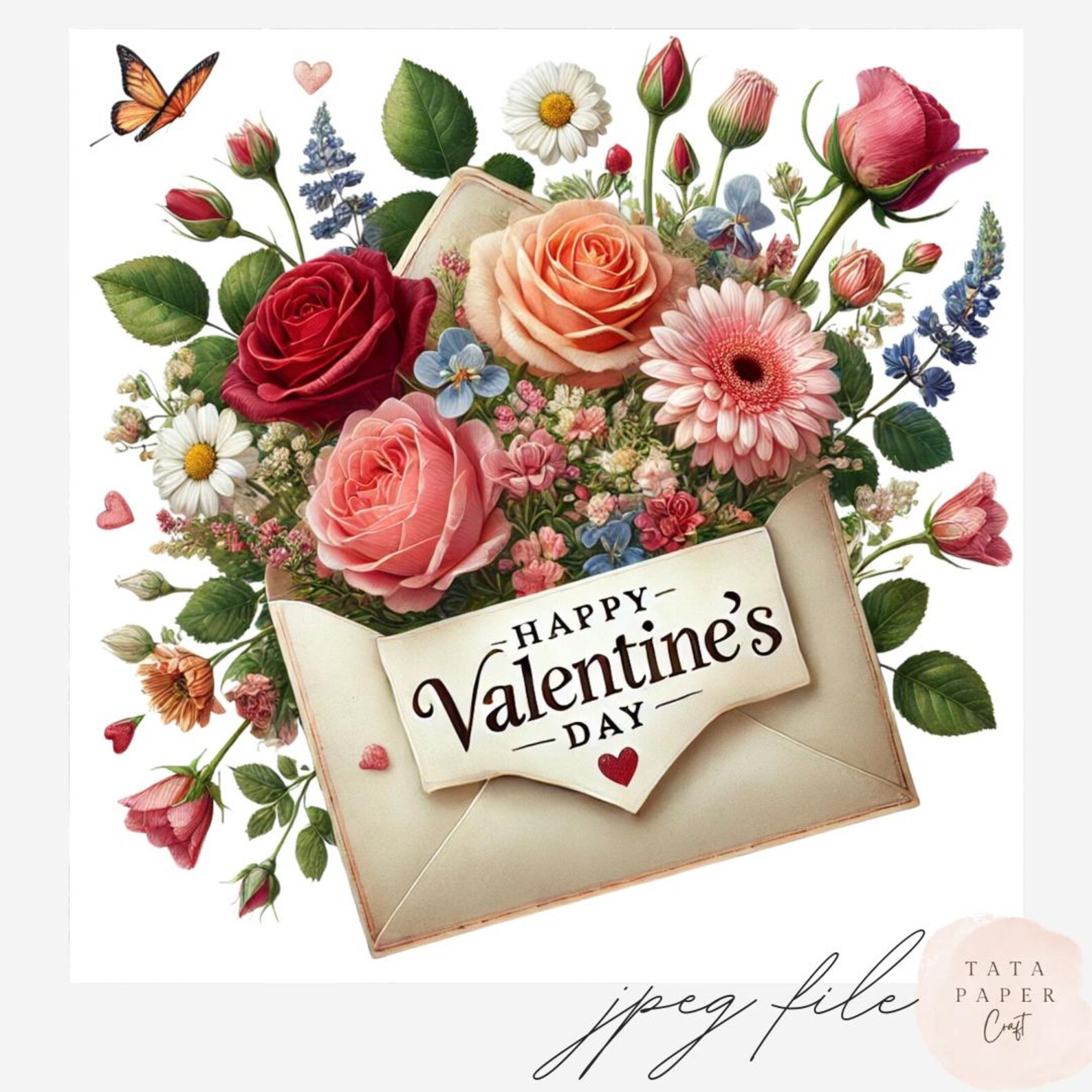 Happy Valentine’s Day Envelope Clipart Bundle | Watercolor Floral Love ...