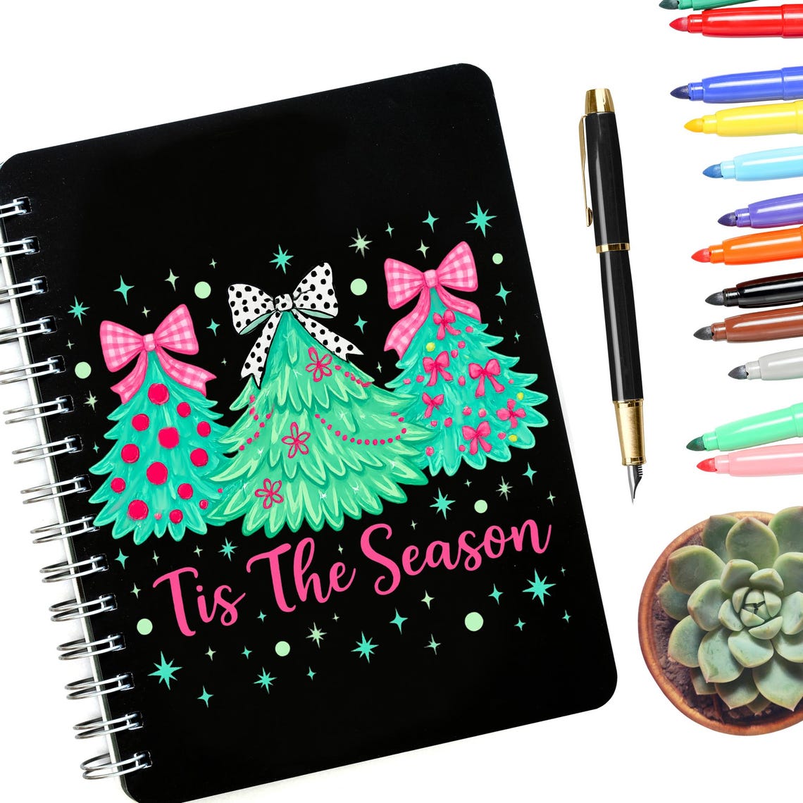 Tis the Season Christmas Trees PNG | Cute Retro Holiday Clipart With ...
