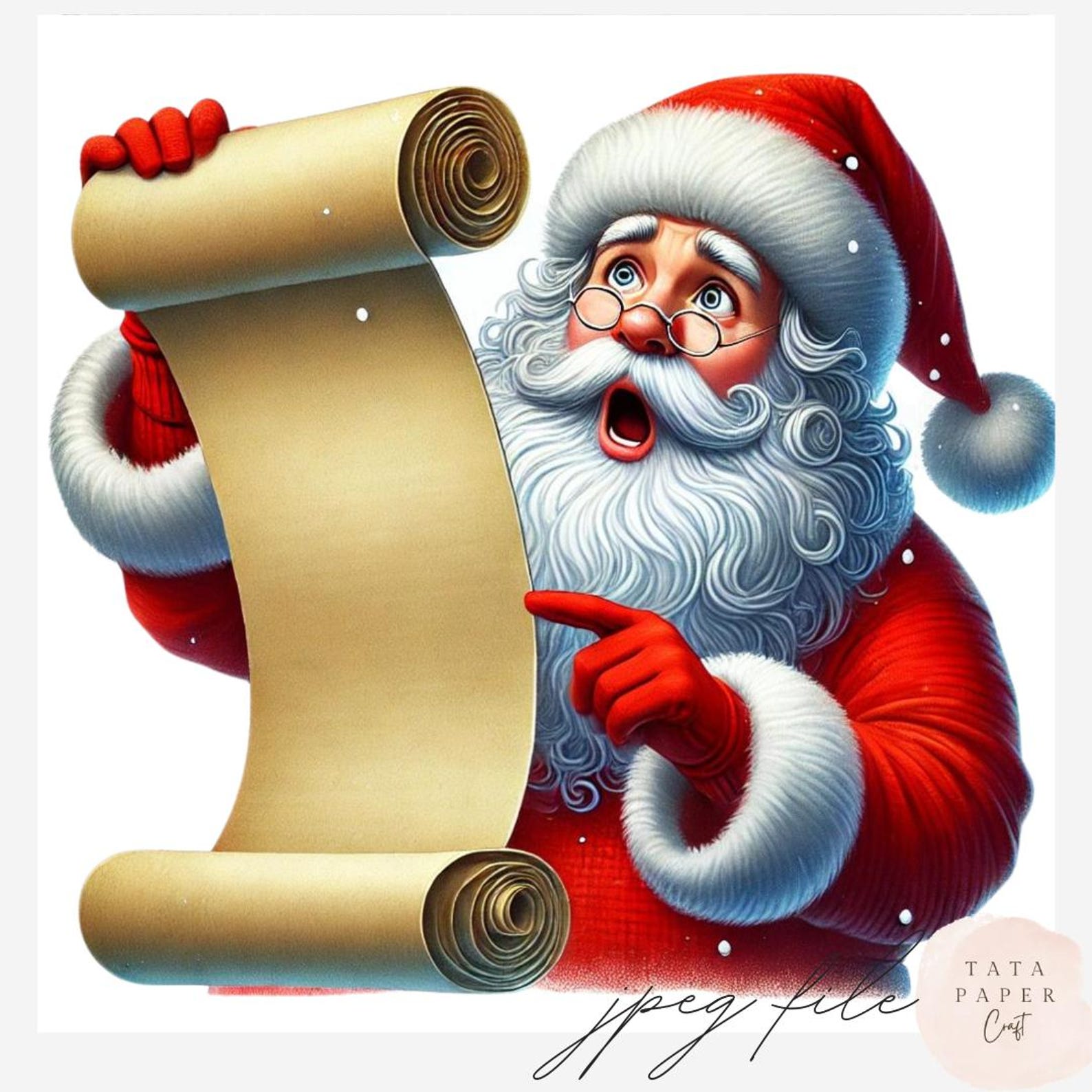 Funny Santa Checking Long List Clipart | 11 Shocked Santa Claus JPEG ...