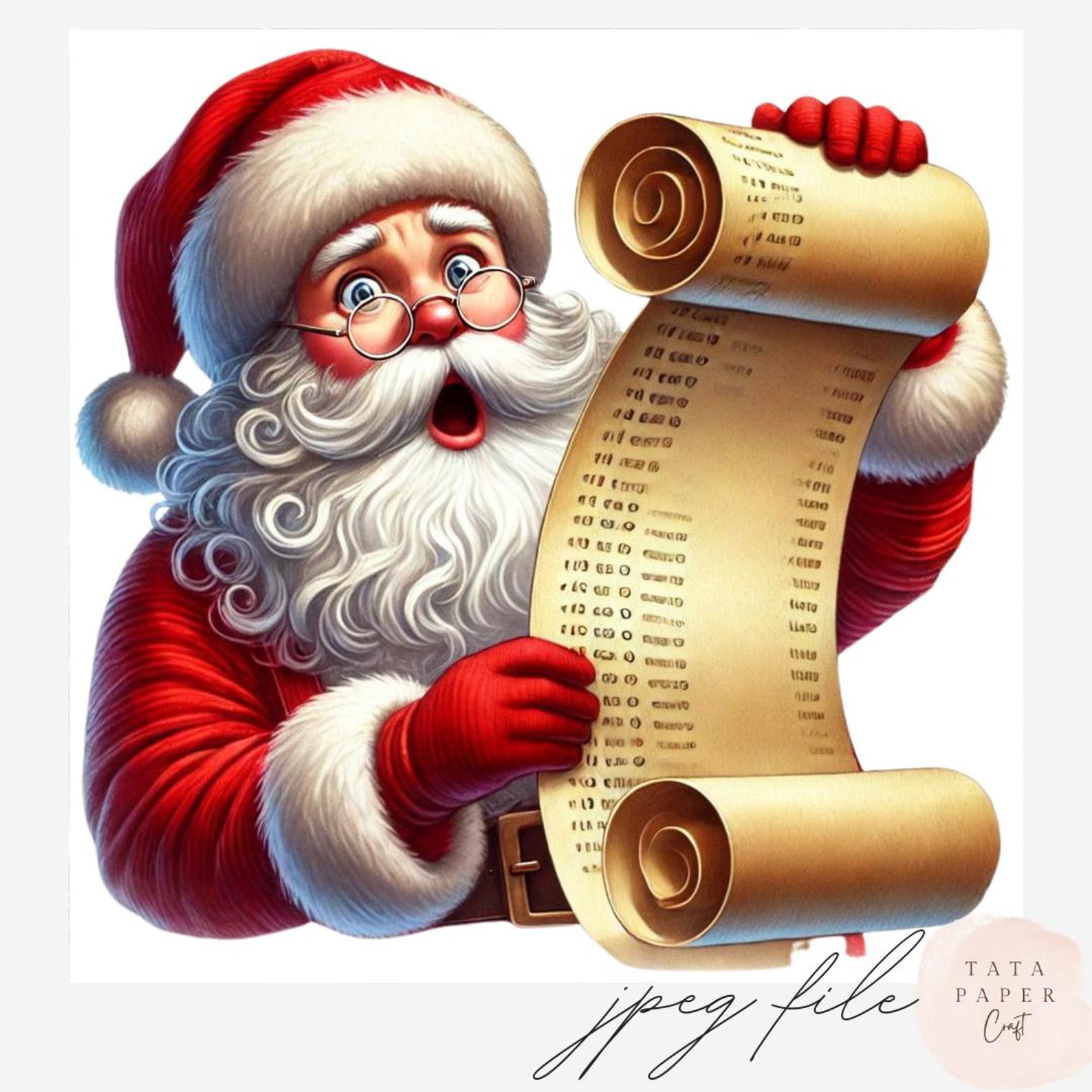 Funny Santa Checking Long List Clipart | 11 Shocked Santa Claus JPEG ...