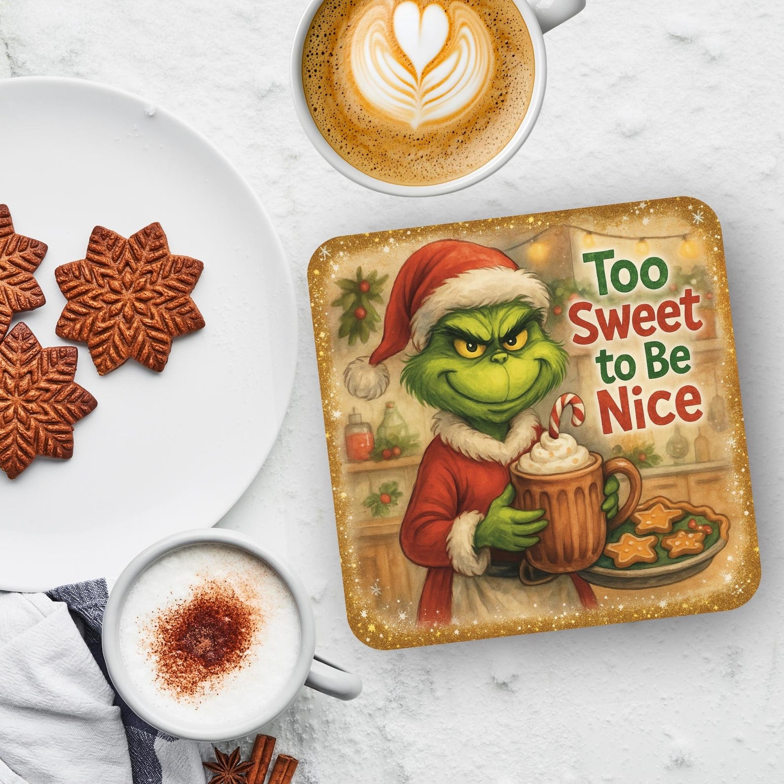 Retro Green Creature Monster Coaster Christmas Sublimation Bundle – 4 ...