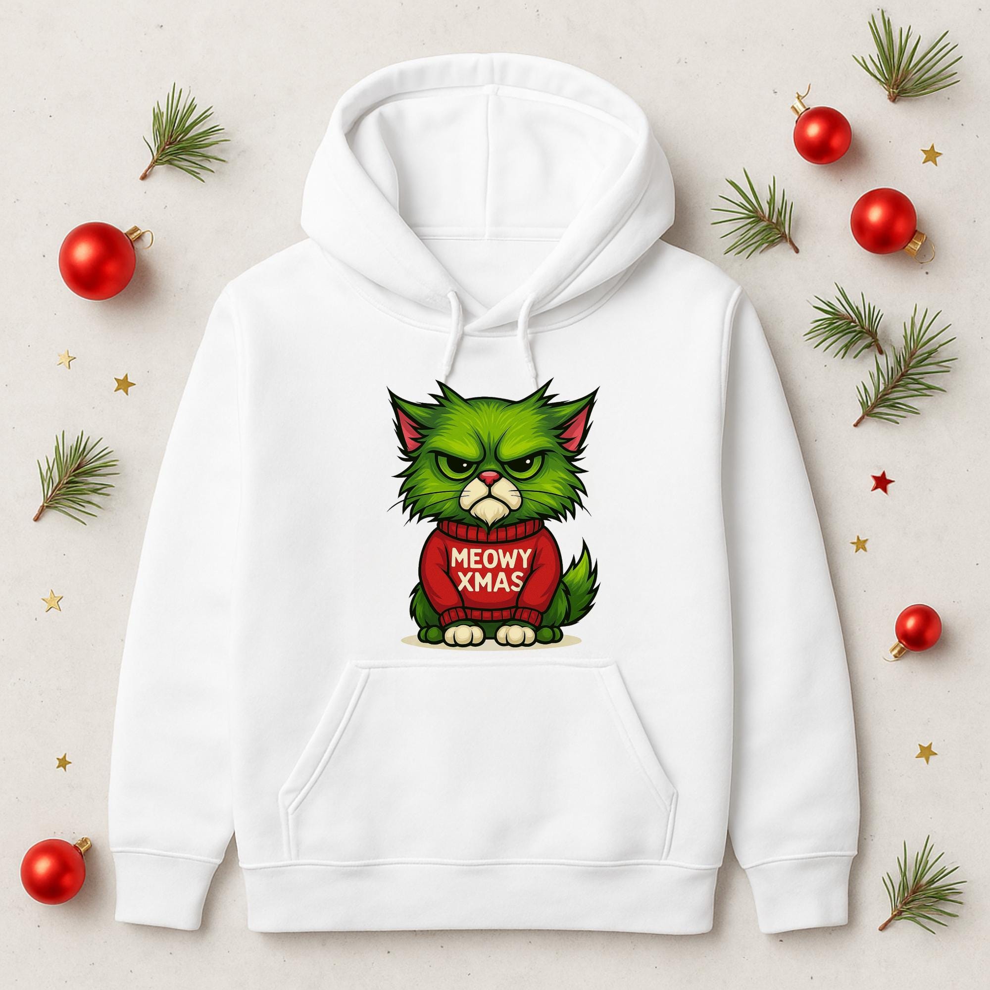 Meowy Xmas Grumpy Cat PNG | Funny Christmas Sublimation Design | Green ...