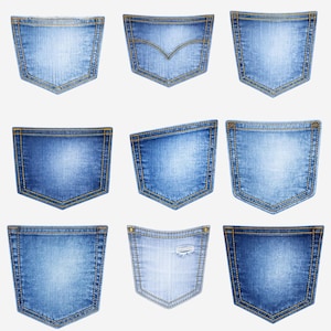 Denim Pocket Clipart | 20 Jeans Pockets PNG | Ready-to-use Sublimation ...