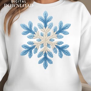 Tufted Snowflake PNG – Blue & White Yarn Texture Winter Clipart, Cozy ...