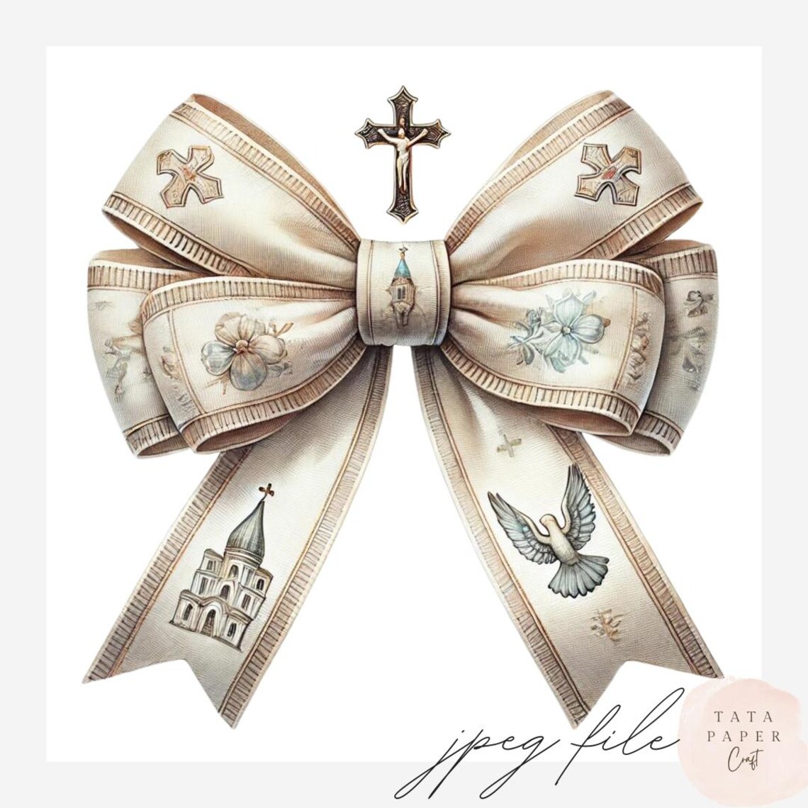 13 Coquette Christian Cross Bow Clipart | Pastel Pink & Blue Religious ...