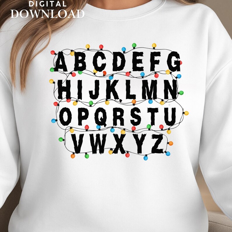 Alphabet Christmas Lights PNG Sublimation | A-Z Letters Digital ...