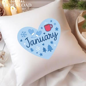 January PNG Art | Winter Heart Design With Snowflakes & Mug | Cute ...