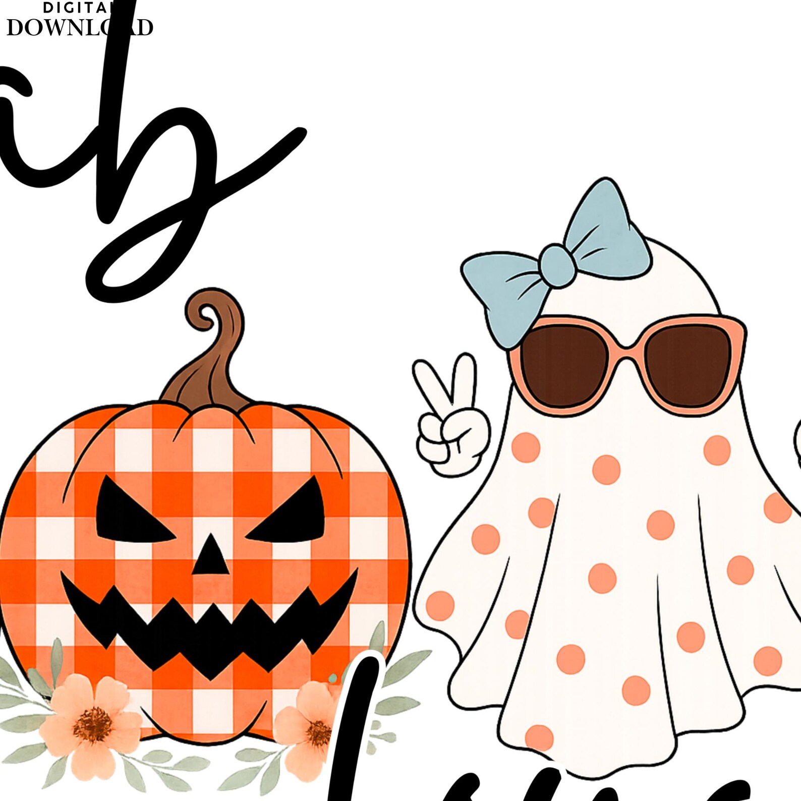 Fab Boolous Ghost PNG | Cute Halloween Buffalo Plaid Pumpkin & Ghost ...
