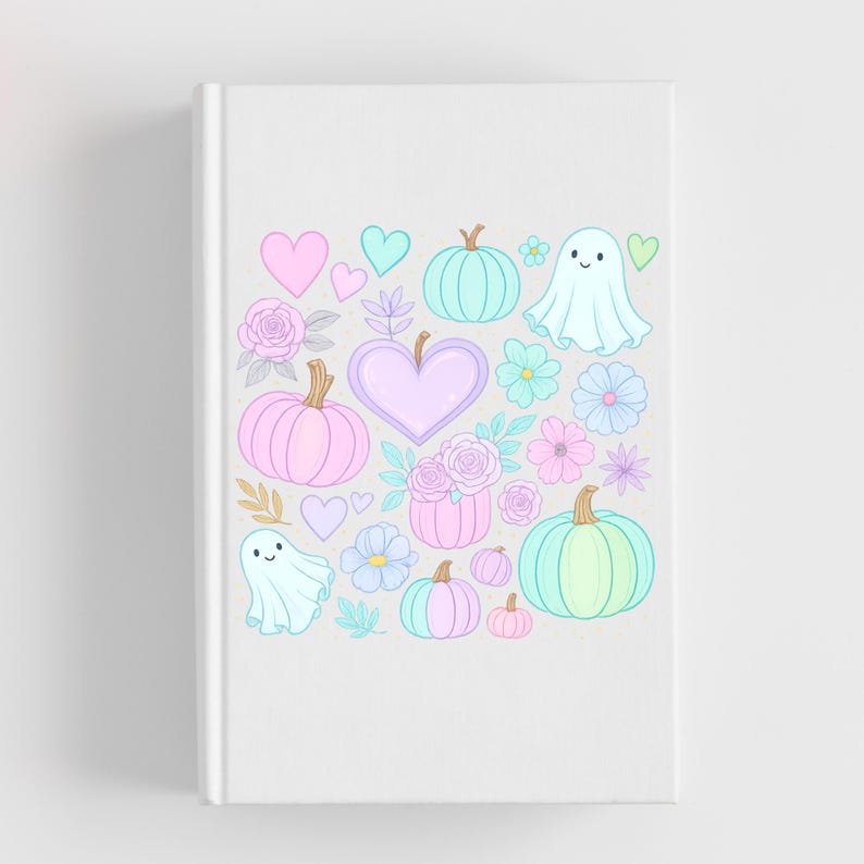 Pastel Halloween PNG Bundle | Cute Ghosts, Pumpkins & Flowers Clipart ...