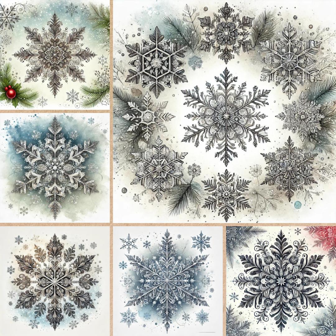 Christmas Snowflakes Clipart | 12 JPEG Files | Snowflake Illustrations ...