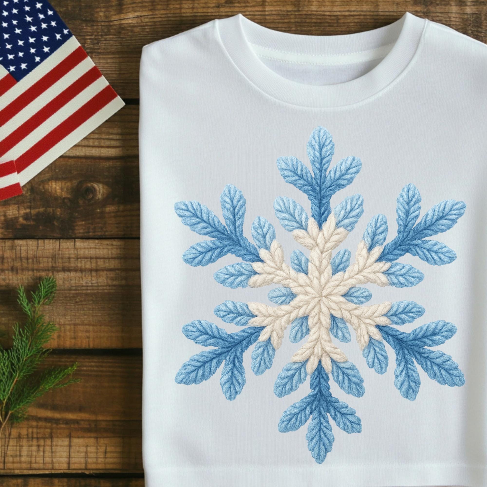 Tufted Snowflake PNG – Blue & White Yarn Texture Winter Clipart, Cozy ...