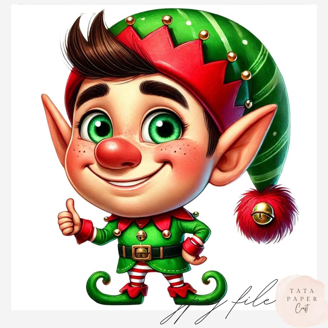 Christmas Elf Clipart Bundle | 13 Cute JPEG Files | Holiday Elves for ...