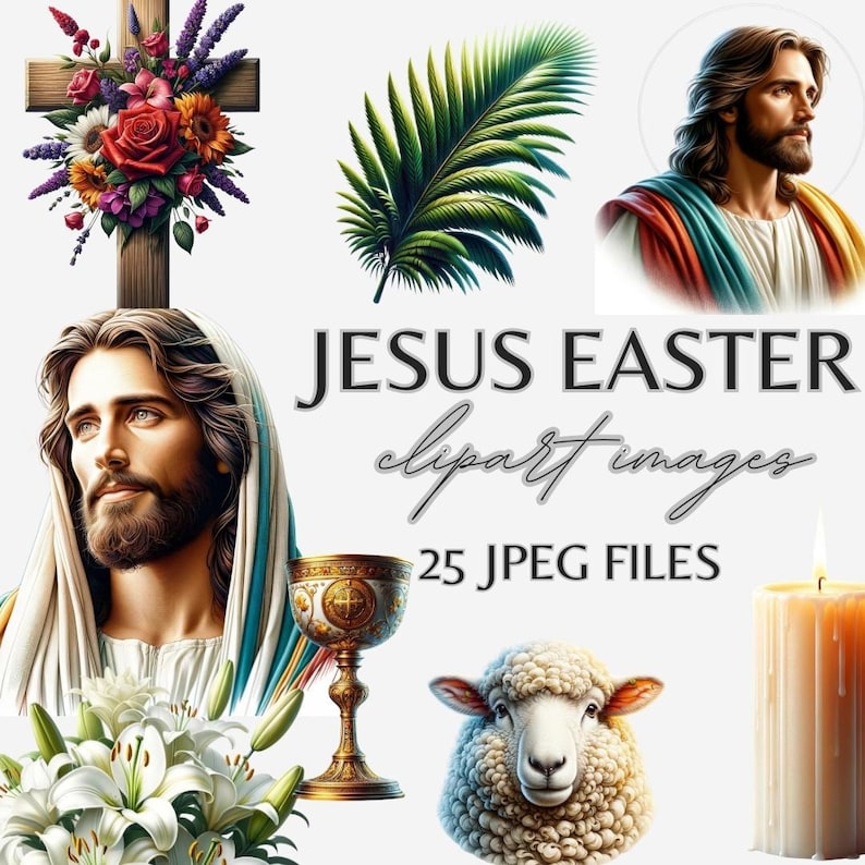 Jesus Easter Clipart, 25 JPG Files, Religious Easter Clip Art ...