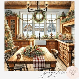 Rustic Christmas Kitchen Clipart Bundle | Holiday Farmhouse Kitchen ...