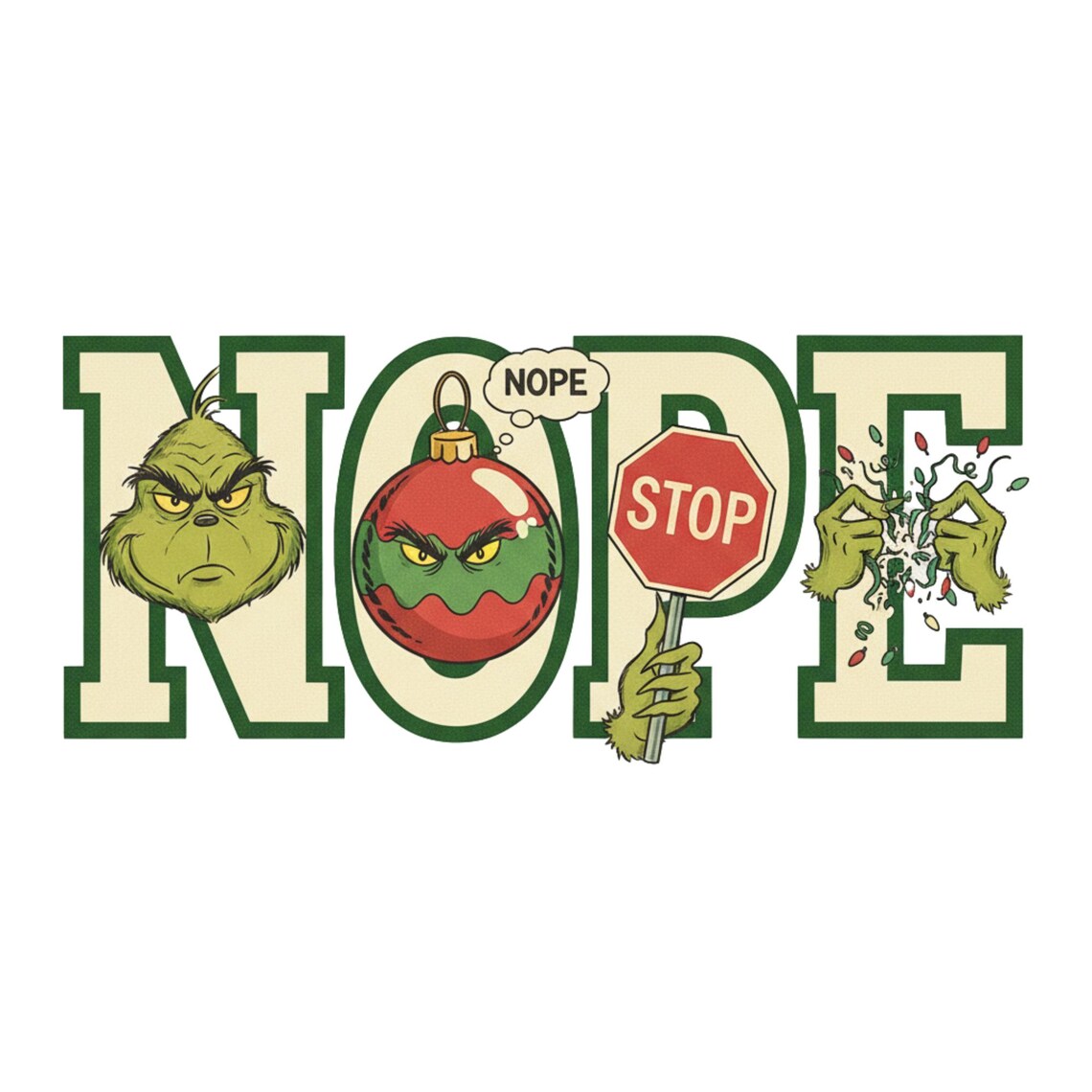 Nope Christmas PNG | Funny Green Monster Sublimation Design | Grumpy ...