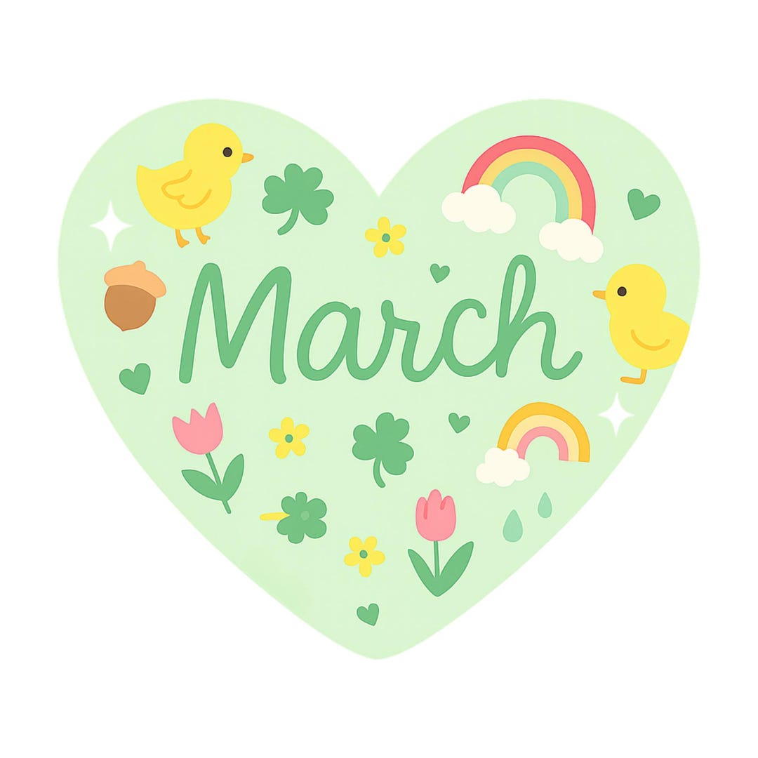 March PNG Art | Spring Heart With Shamrocks, Rainbows & Tulips | St ...