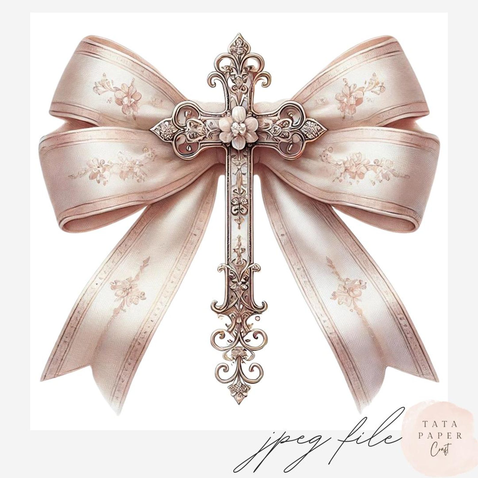 13 Coquette Christian Cross Bow Clipart | Pastel Pink & Blue Religious ...