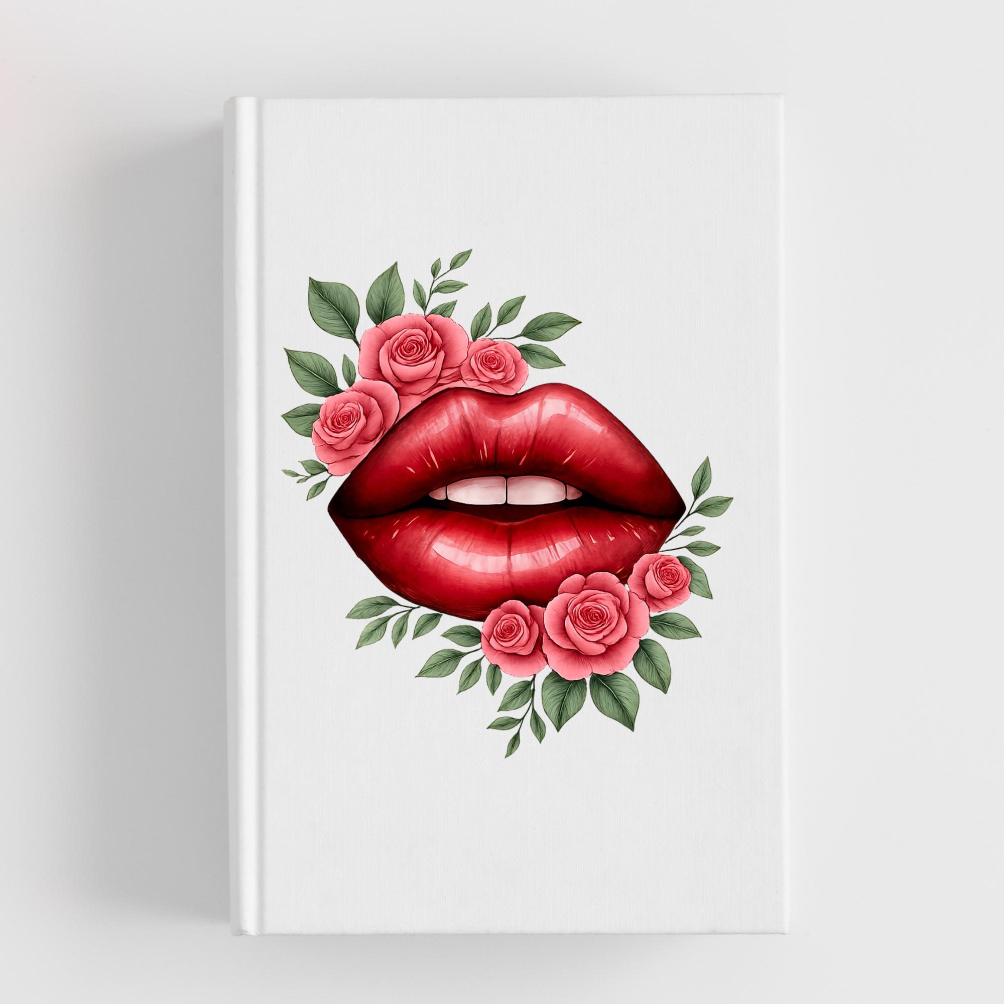 Red Lips With Roses PNG: Glam Valentine's Day Clipart (digital Download ...