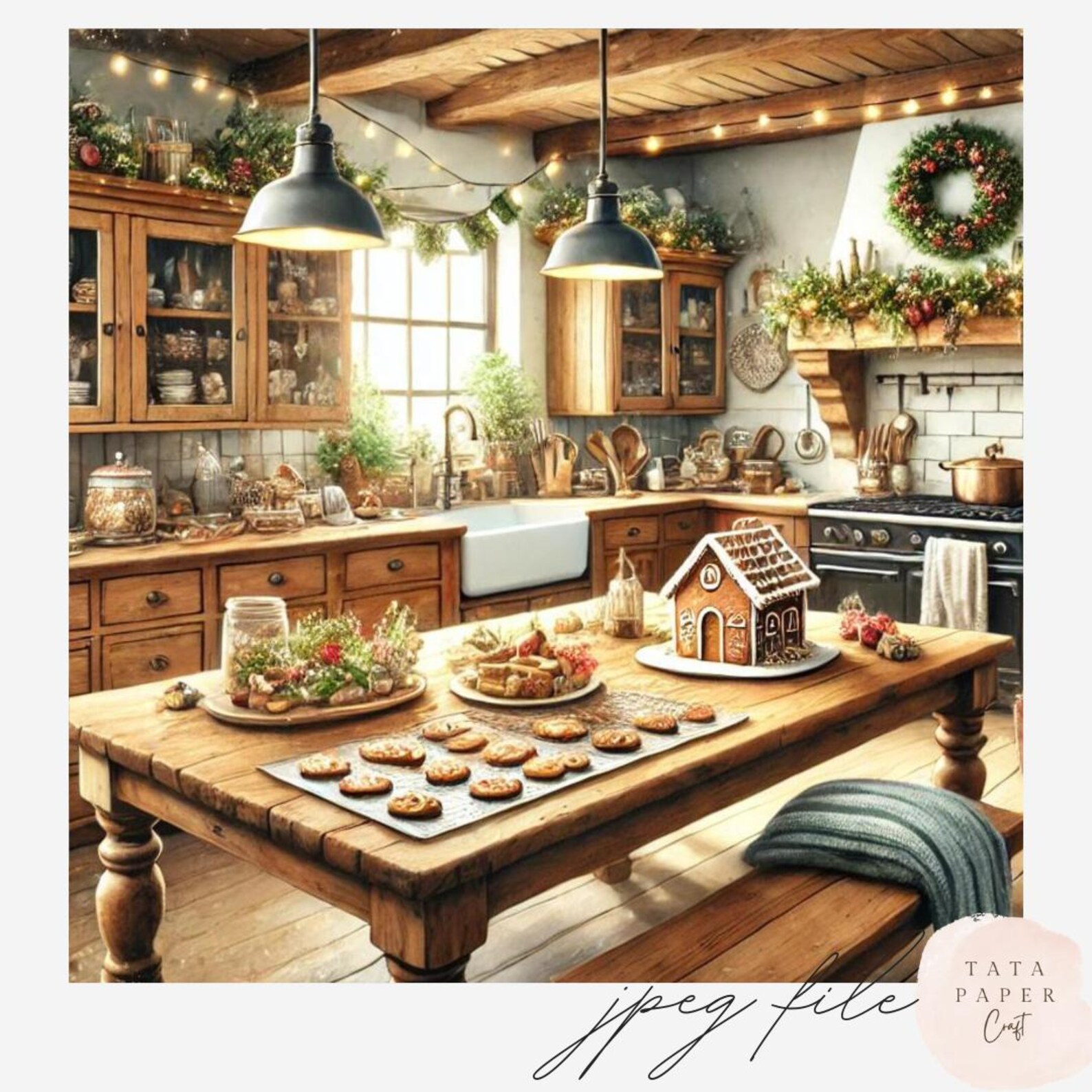 Rustic Christmas Kitchen Clipart Bundle | Holiday Farmhouse Kitchen ...