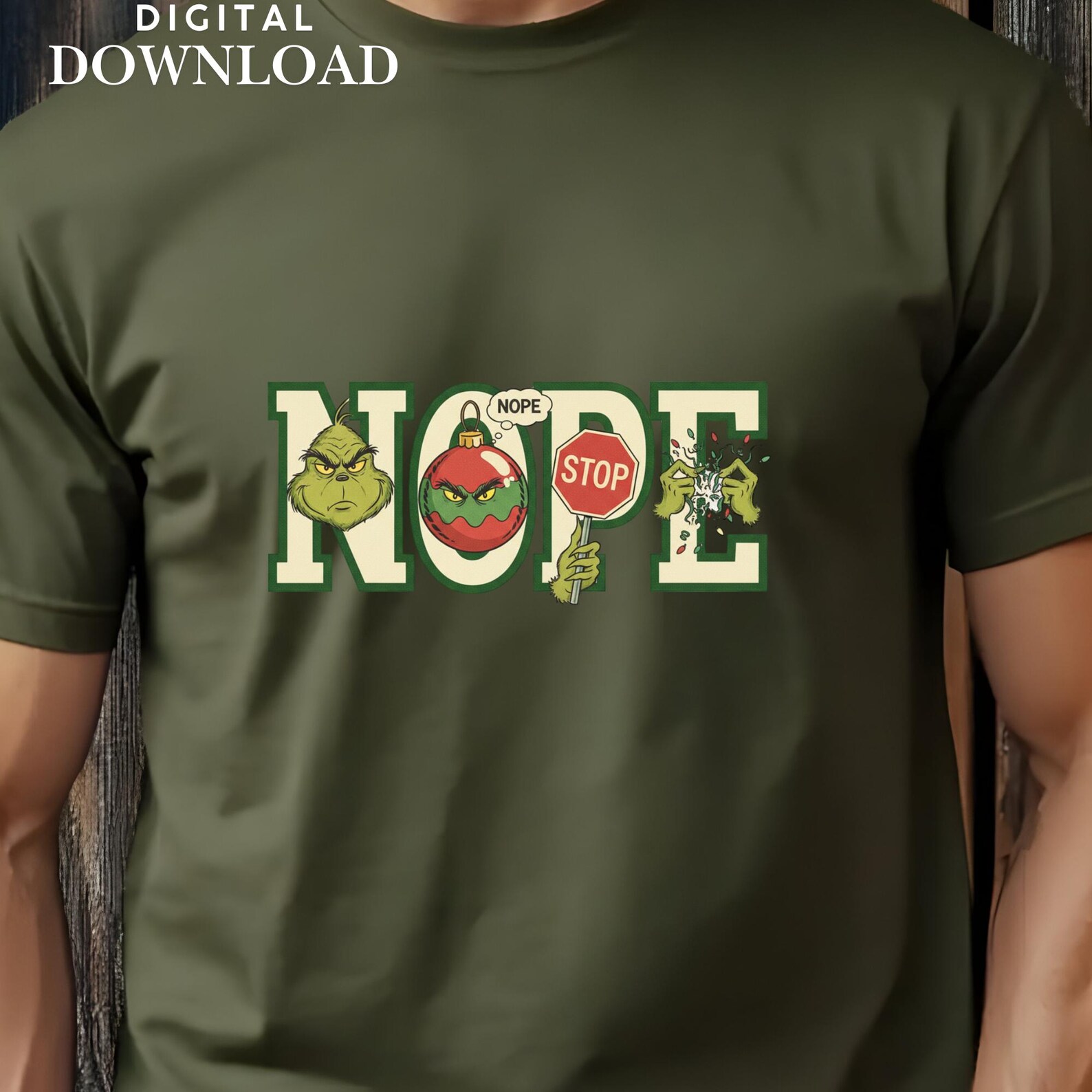 Nope Christmas PNG | Funny Green Monster Sublimation Design | Grumpy ...