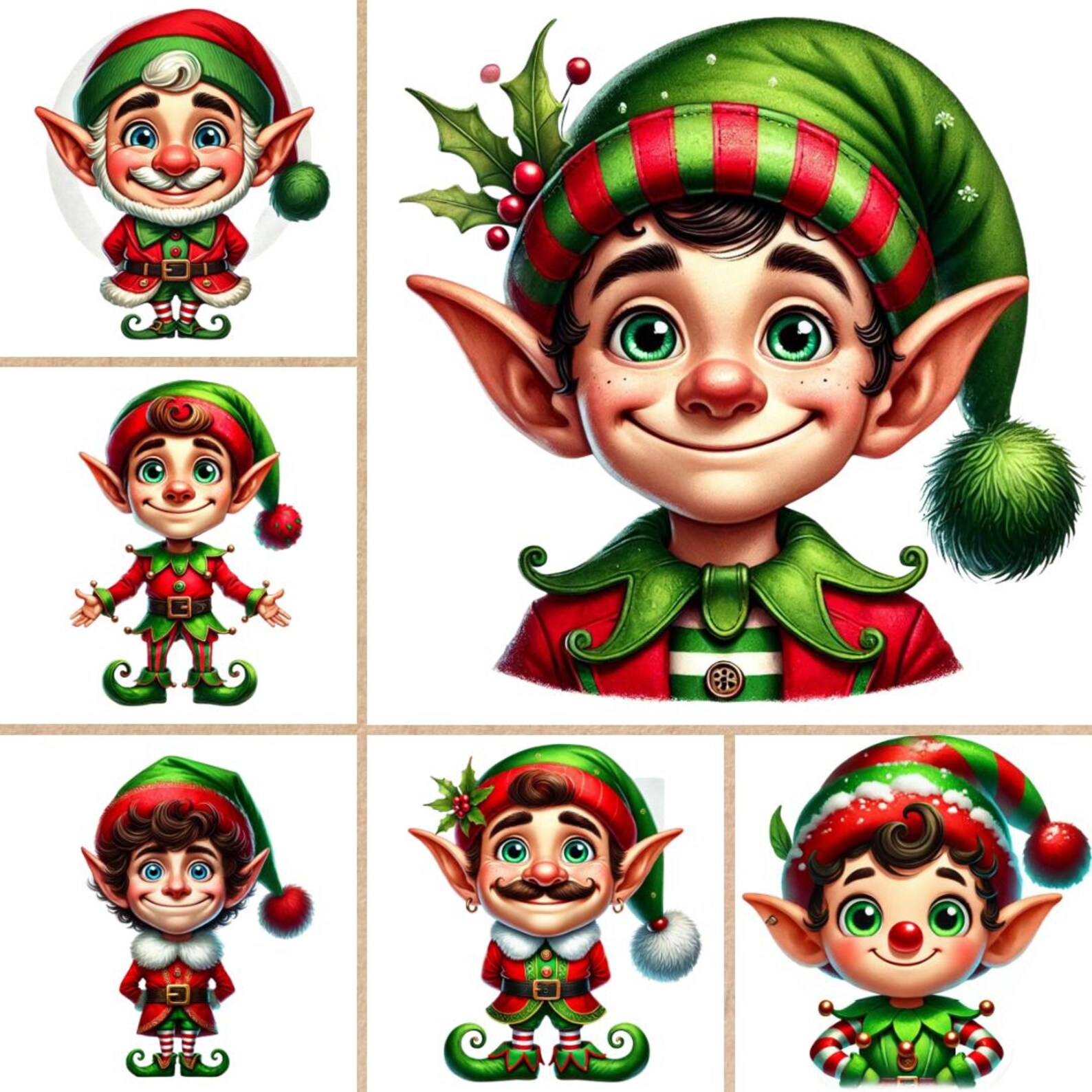 Christmas Elf Clipart Bundle | 13 Cute JPEG Files | Holiday Elves for ...
