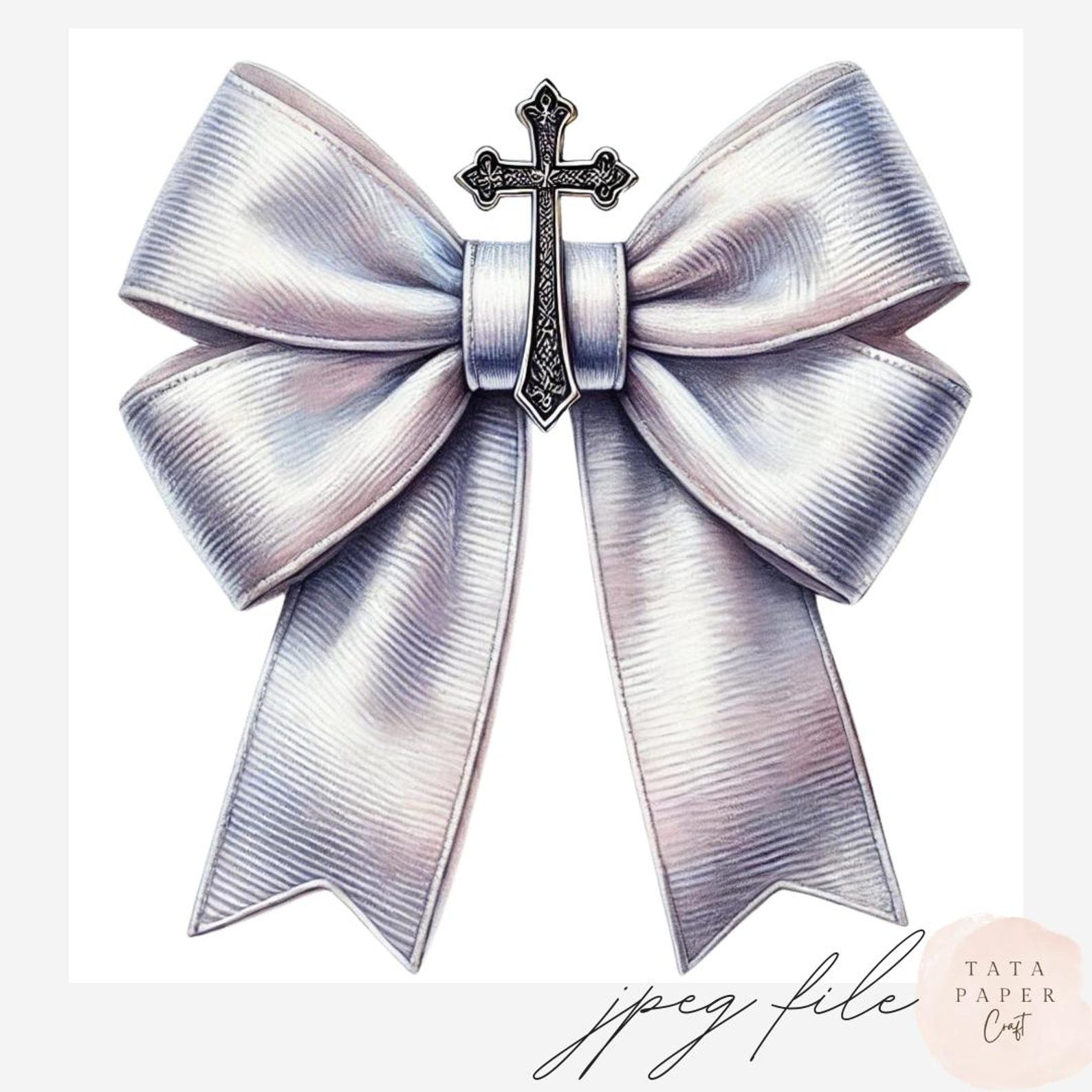 13 Coquette Christian Cross Bow Clipart | Pastel Pink & Blue Religious ...