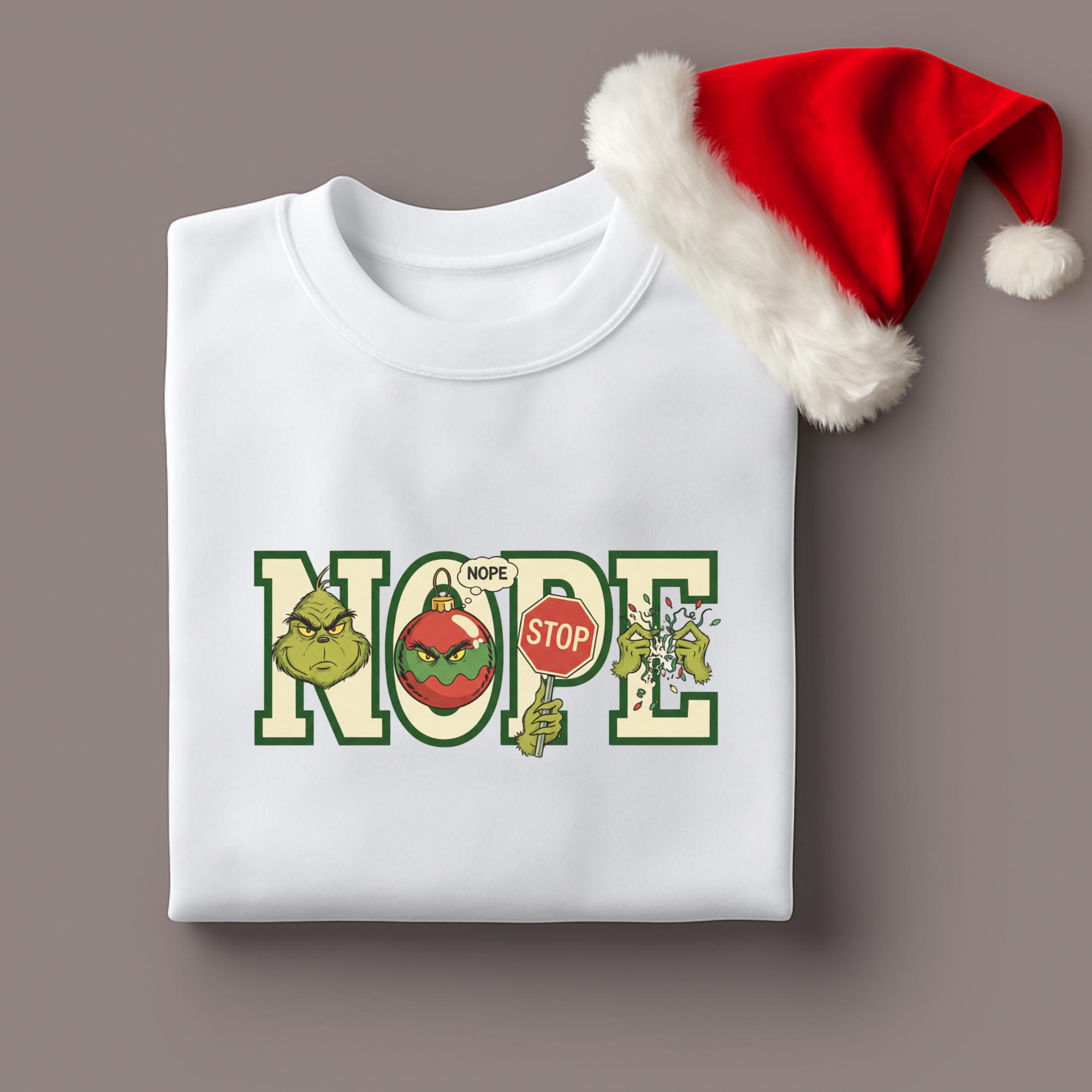 Nope Christmas PNG | Funny Green Monster Sublimation Design | Grumpy ...