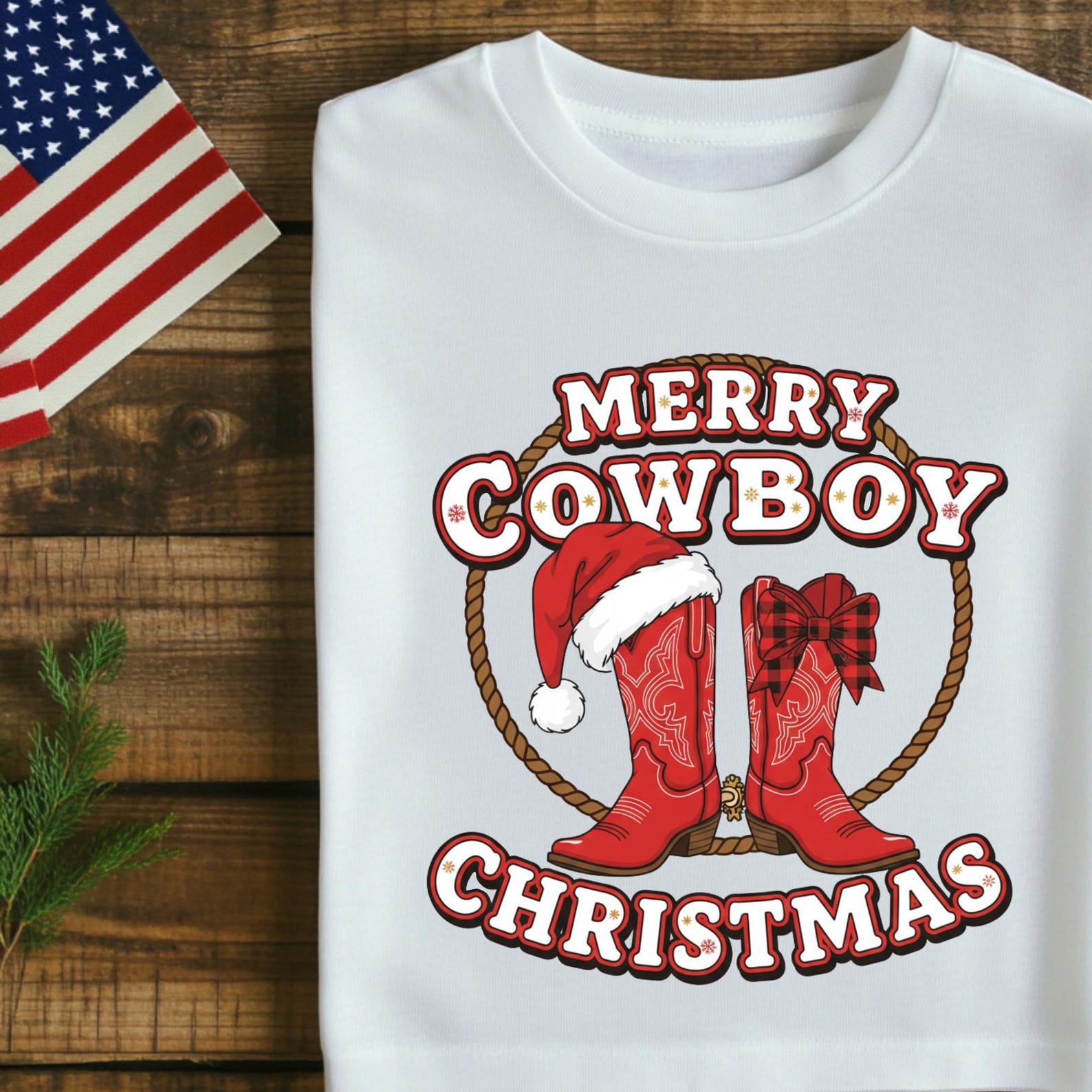 Merry Cowboy Christmas PNG – Western Sublimation Design for Shirts ...