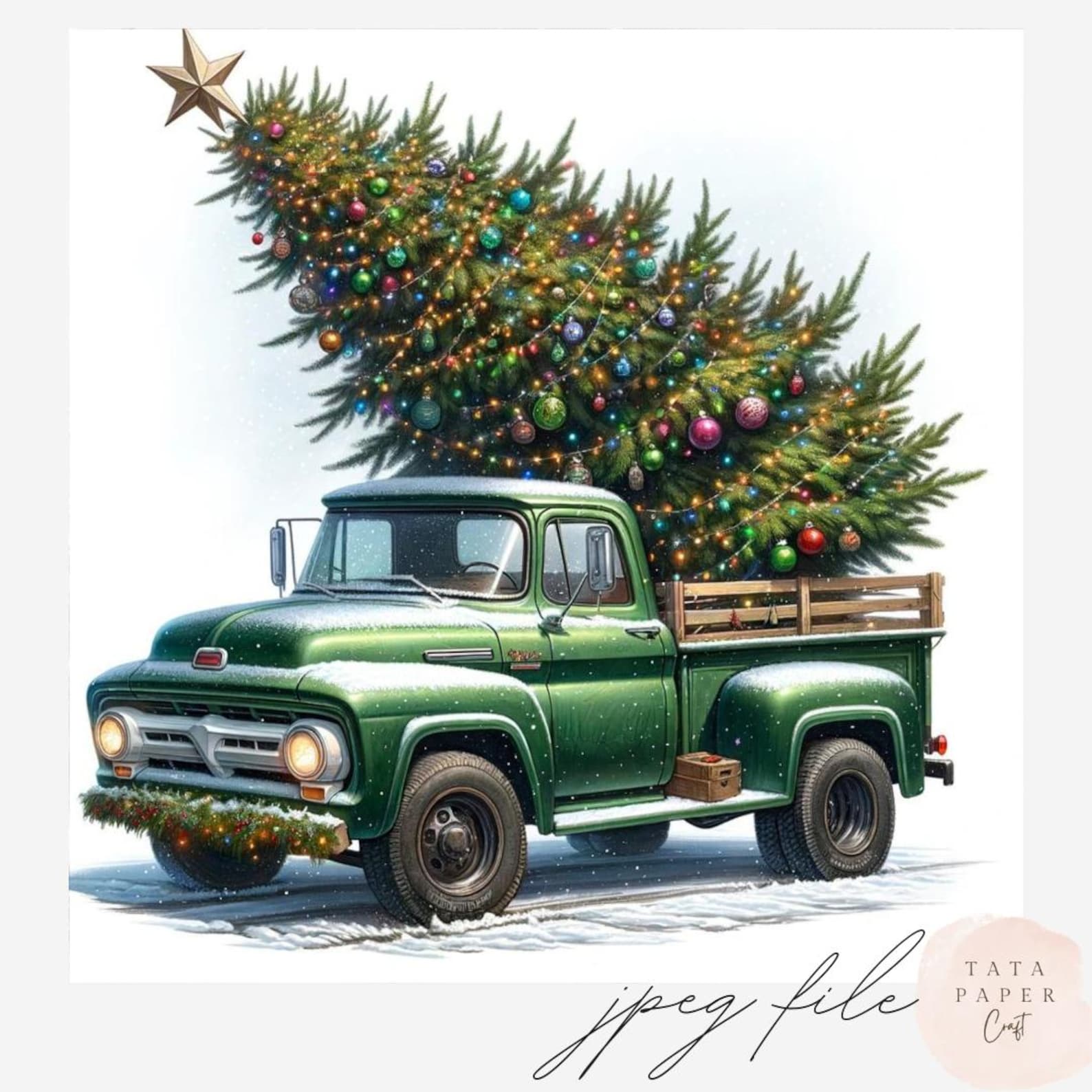 Christmas Tree Truck Clipart Bundle – Vintage Holiday Pickup With ...