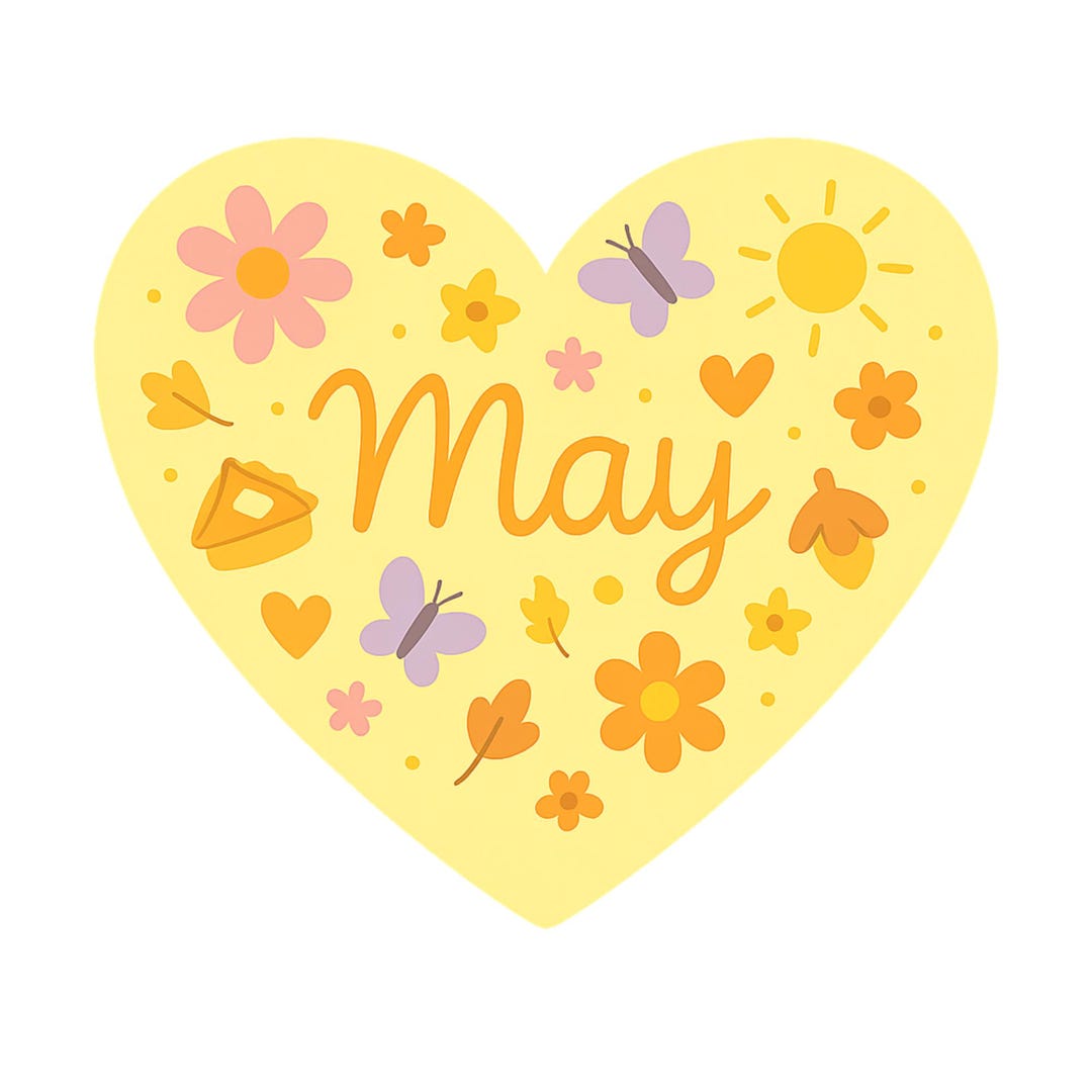 May Heart PNG | Spring Month Sticker | Yellow Floral Digital Design ...
