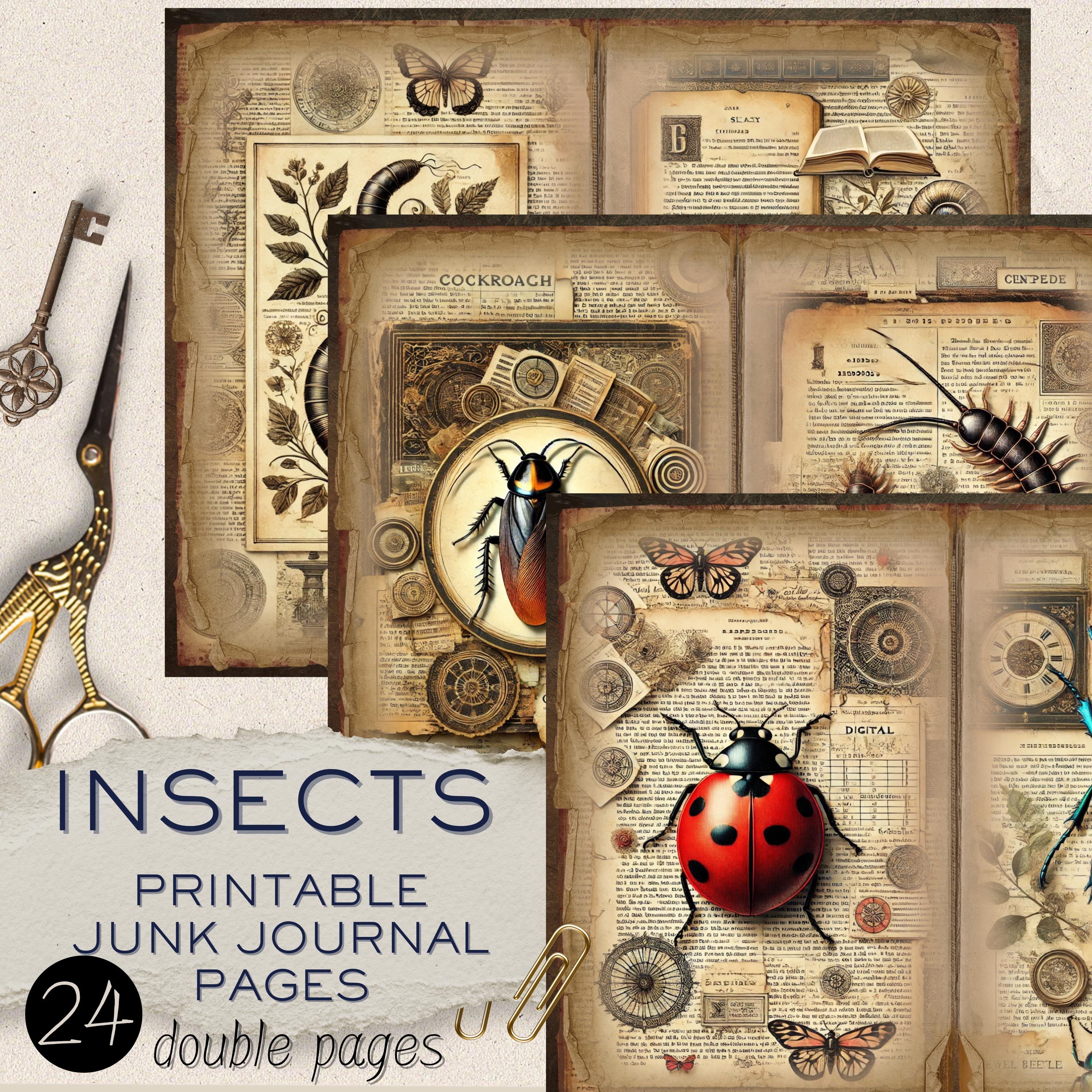 Vintage Insects Printable Watercolor, Ephemera Kit for Junk Journals ...