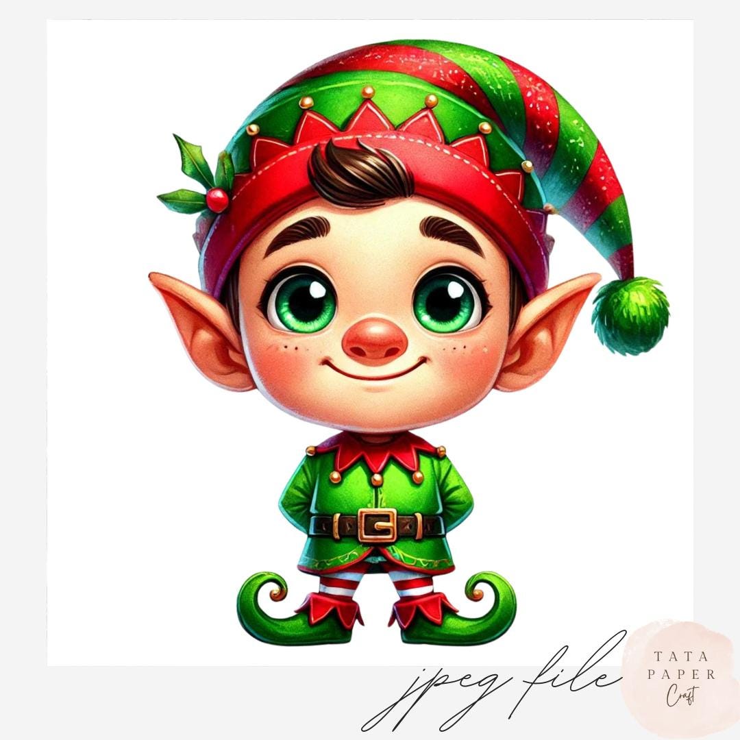Christmas Elf Clipart Bundle | 13 Cute JPEG Files | Holiday Elves for ...