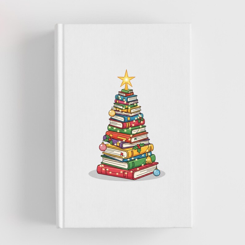 Book Tree Christmas PNG | Christmas Book Stack Tree Sublimation | Book ...