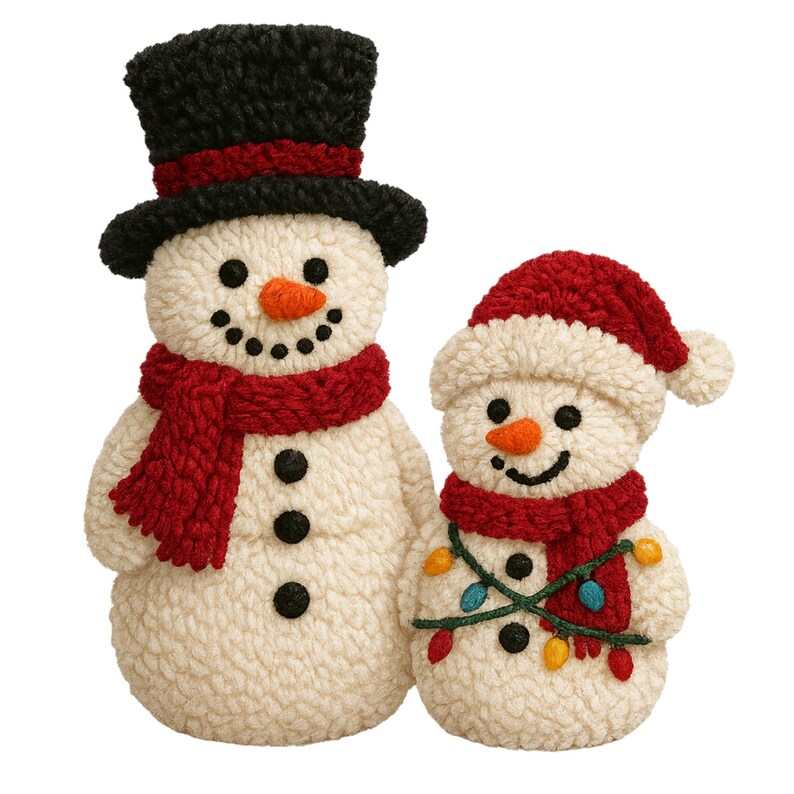 Snowman Plush Clipart PNG | Cozy Christmas Snowman Pair | Cute Winter ...