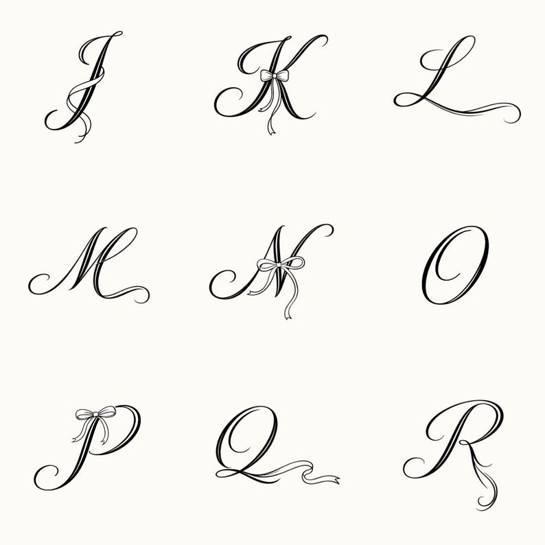 Coquette Calligraphy Alphabet PNG, Feminine Script Letters With Ribbon ...